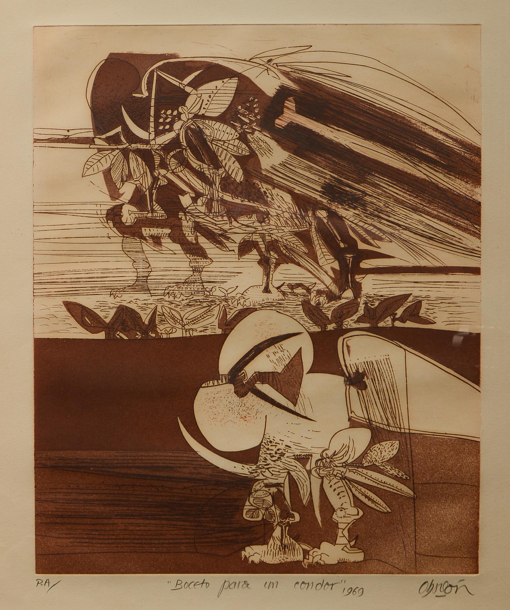 Alejandro Obregon Signed Artist Proof Print "Boceto Para Un Condor" at ...
