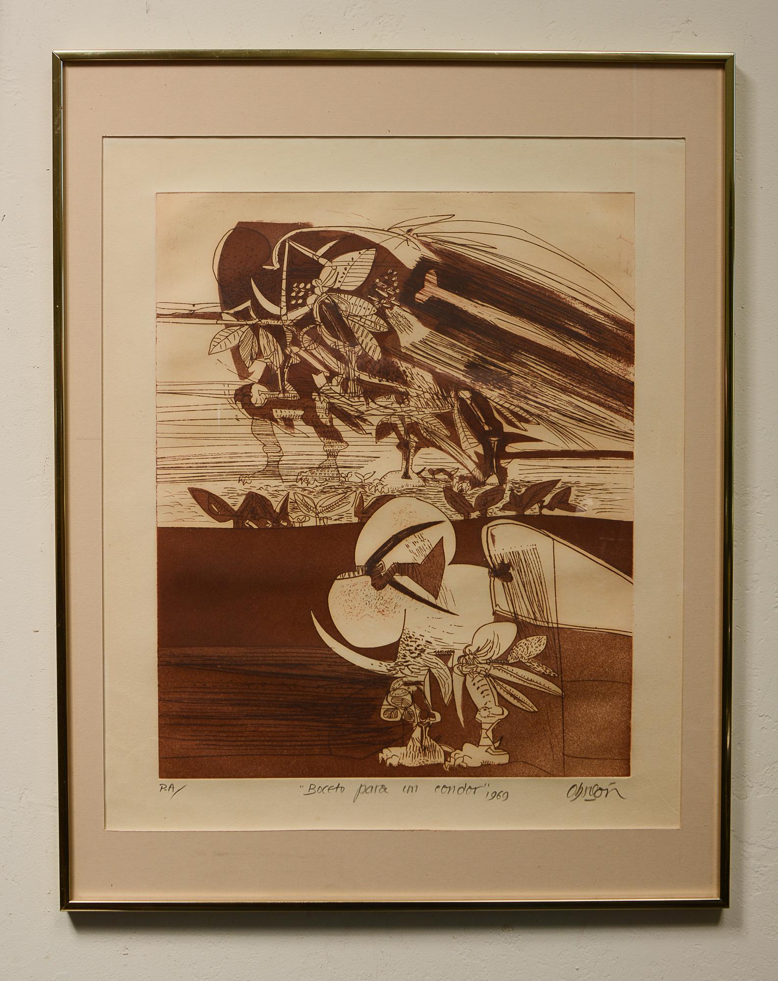 Alejandro Obregon Signed Artist Proof Print "Boceto Para Un Condor" at ...
