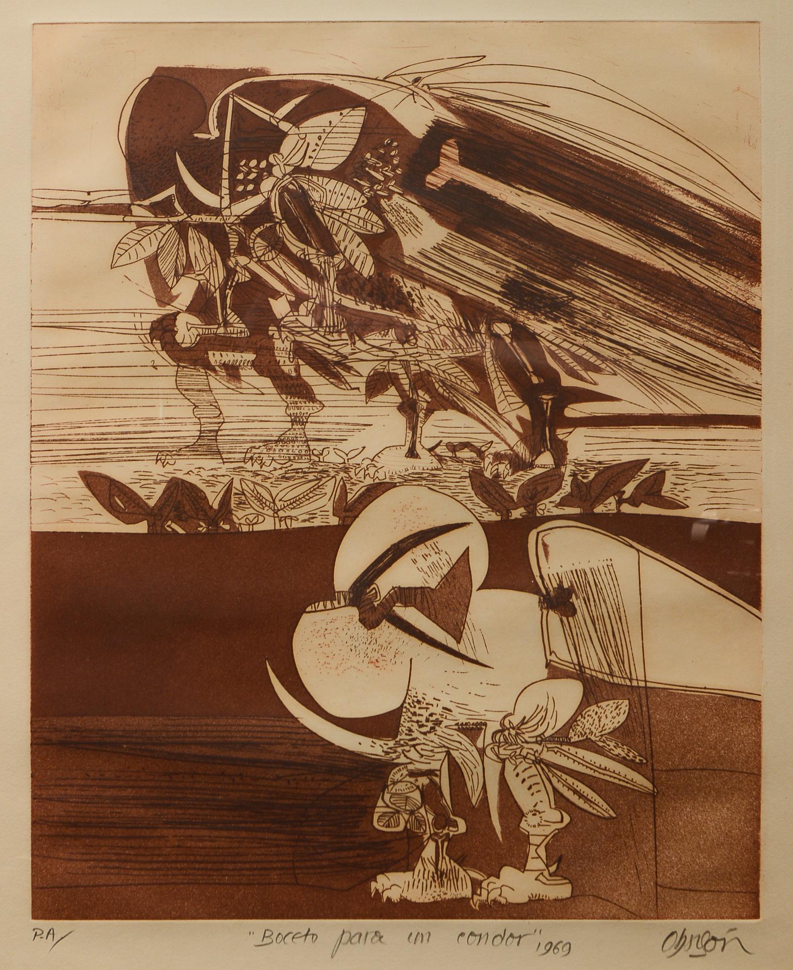 Alejandro Obregon Signed Artist Proof Print "Boceto Para Un Condor" at ...