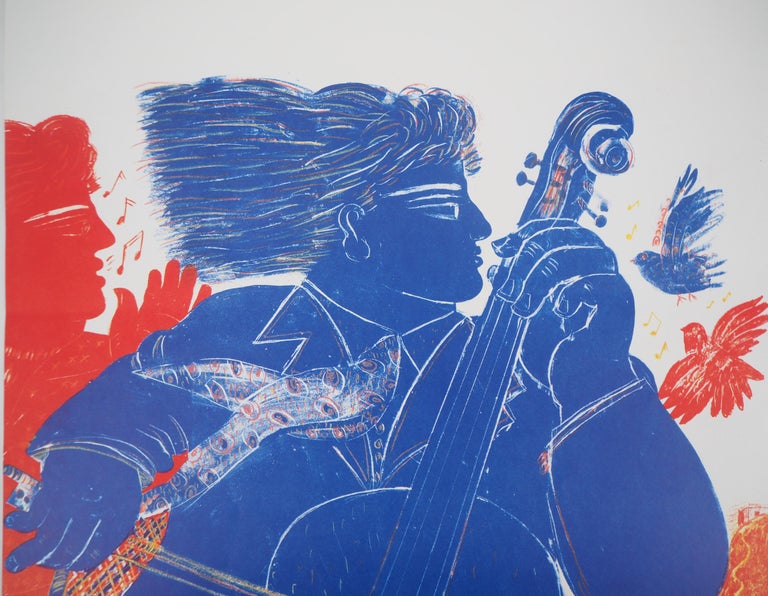 Alekos Fassianos - Greece : Music, Man with Cello, Singer and Birds ...