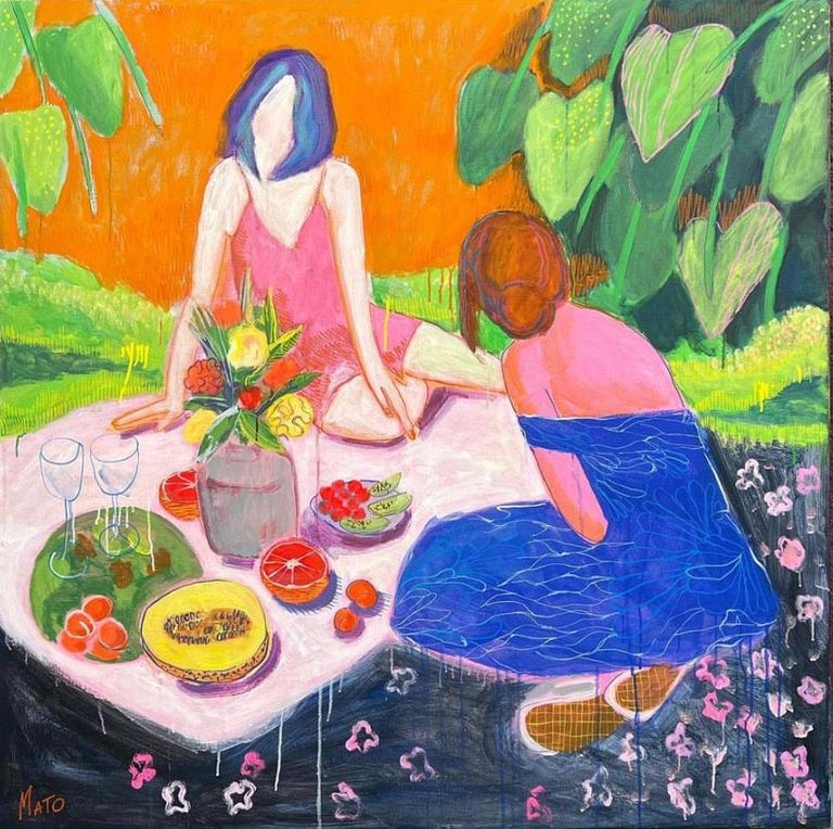Aleksandra Mato - Pique-nique, 120x120 cm En vente sur 1stDibs