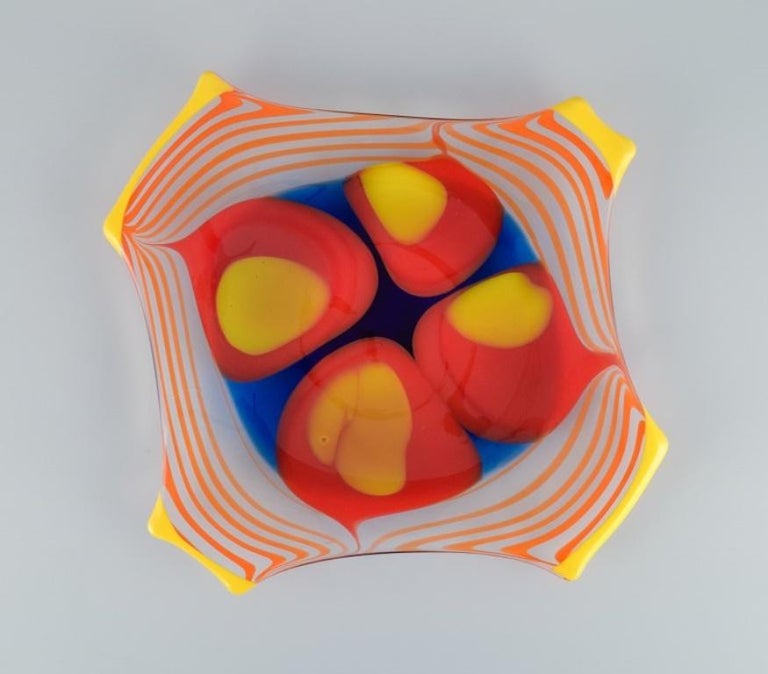 Ales Valner, Czech Republic, Unique Art Glass, Colossal Dish in Retro ...