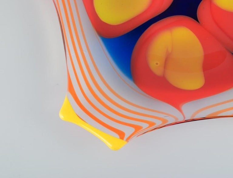 Ales Valner, Czech Republic, Unique Art Glass, Colossal Dish in Retro ...