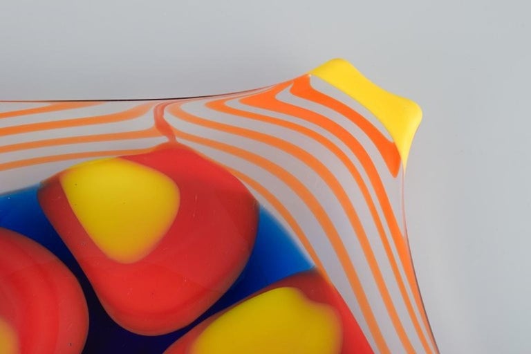 Ales Valner, Czech Republic, Unique Art Glass, Colossal Dish in Retro ...