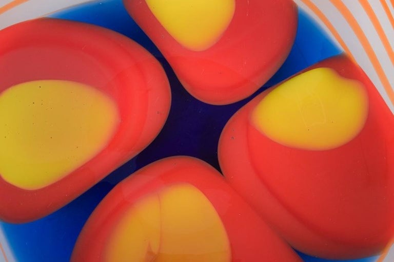 Ales Valner, Czech Republic, Unique Art Glass, Colossal Dish in Retro ...