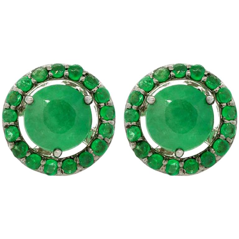 Alessa Emerald Stud and Emerald Cluster 18 Karat White Gold Bloom, Lu ...