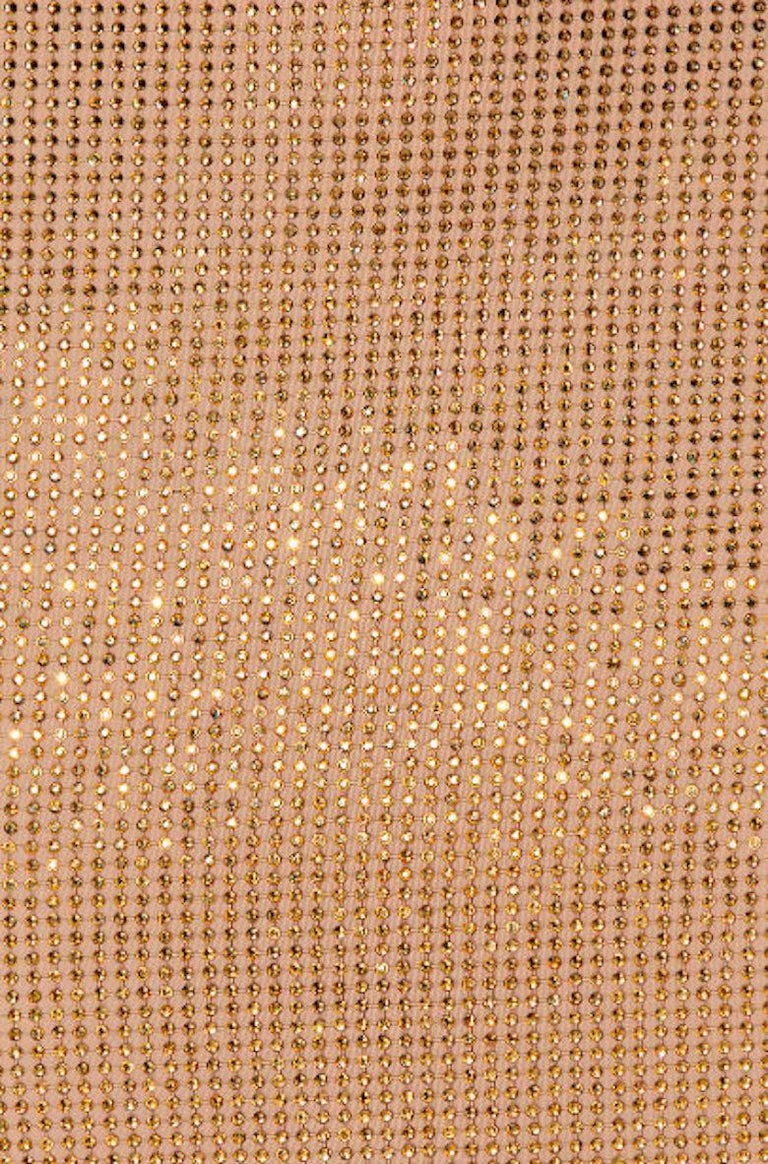 Alessandra Rich Crystal Net Dress in Gold For Sale at 1stDibs