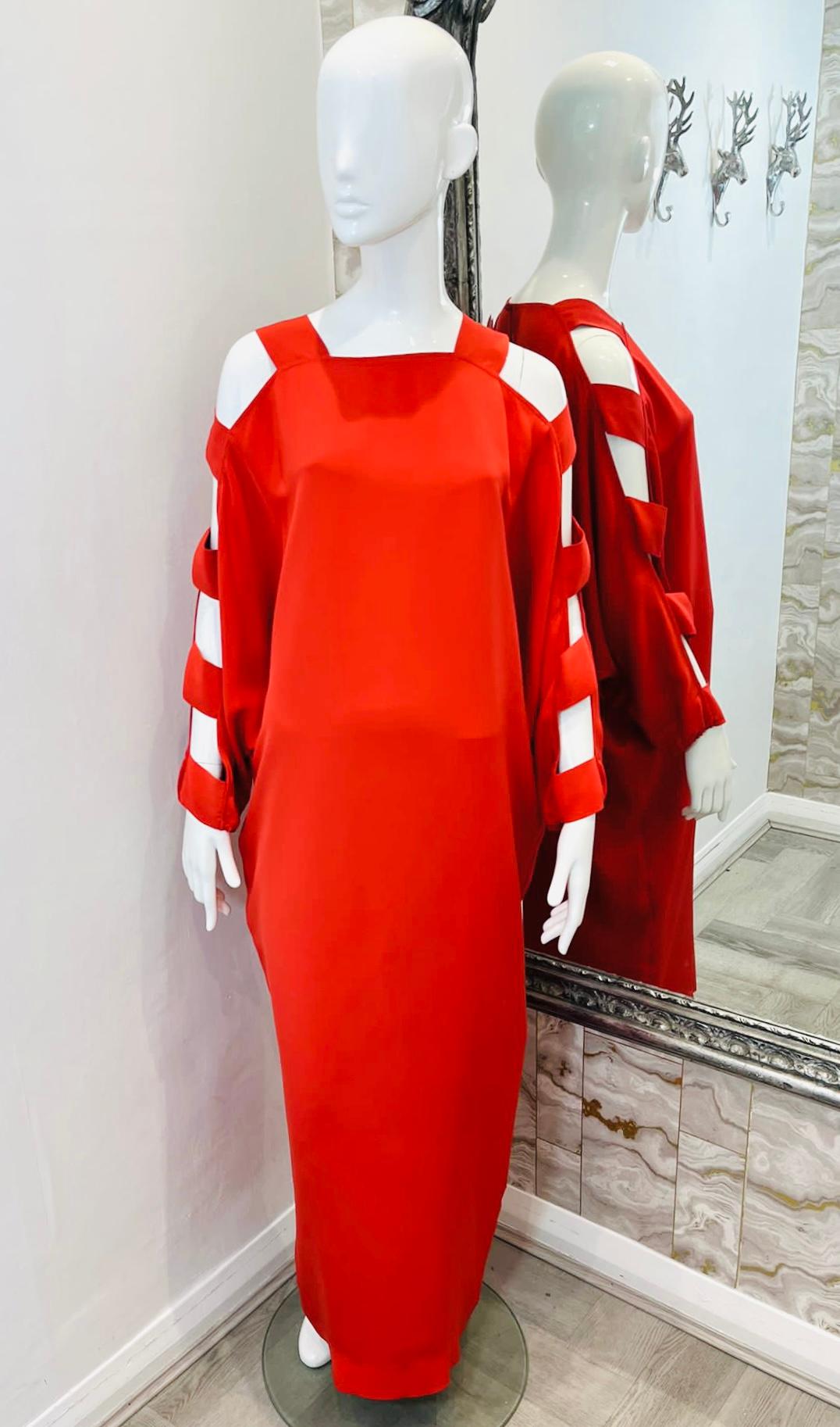 Alessandra Rich Cut-Out Maxi Silk Dress For Sale at 1stDibs