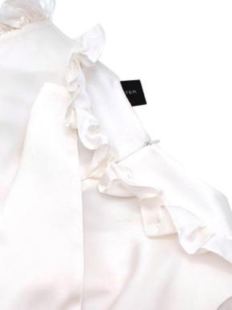 Alessandra Rich Silk Satin Frilled Ivory Midi Dress For Sale at 1stDibs