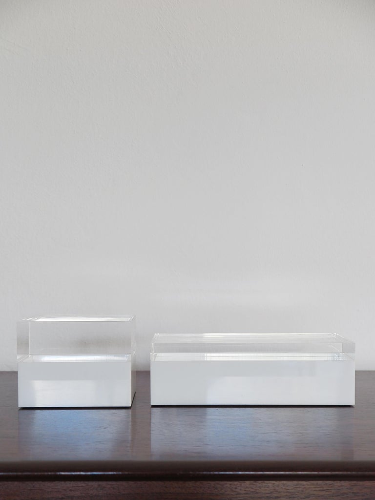Alessandro Albrizzi Italian White Perspex Boxes 1990s For Sale at 1stDibs