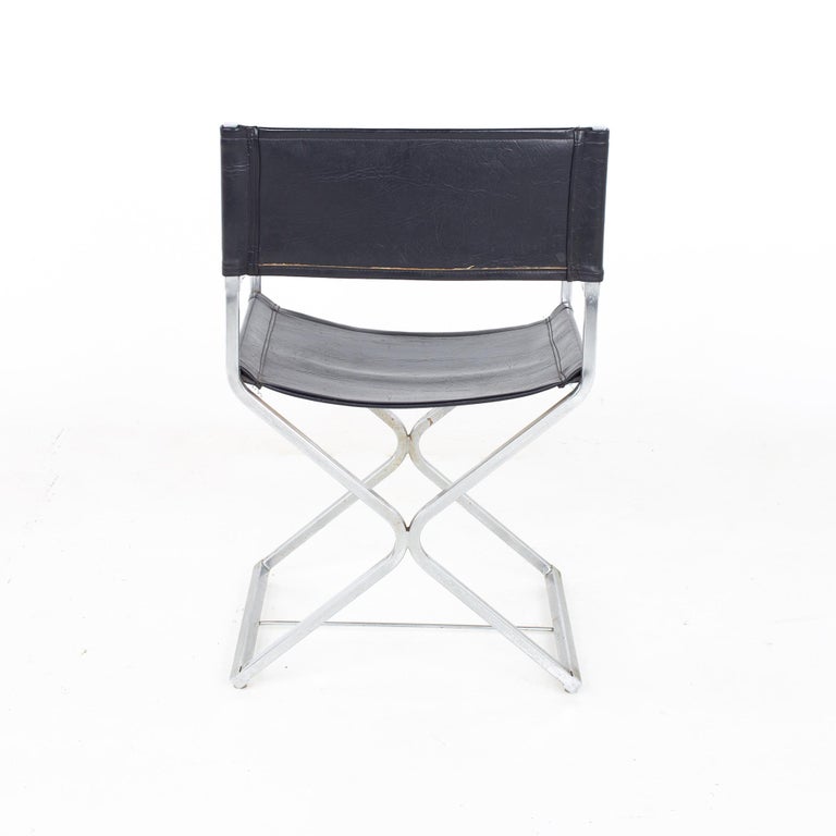 Alessandro Albrizzi Style MCM Naugahyde and Chrome Directors Chairs ...