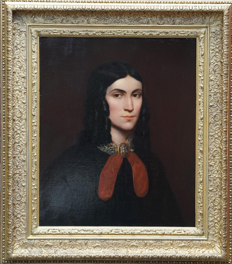 Portrait of a Lady with Cameo Broach - Italian 19thC art Old Master oil ...