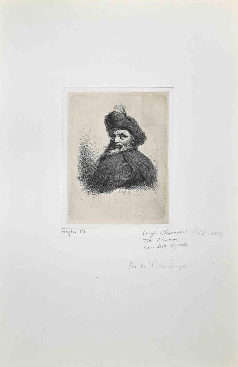Alessandro Longhi - Tête d'Homme - Etching By Alessandro Longhi - Mid ...