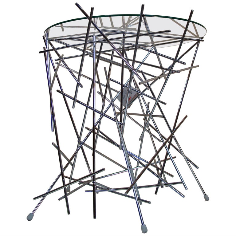 Alessi "Blow Up" Glass and Chrome Side Table by F. and H. Campana ...