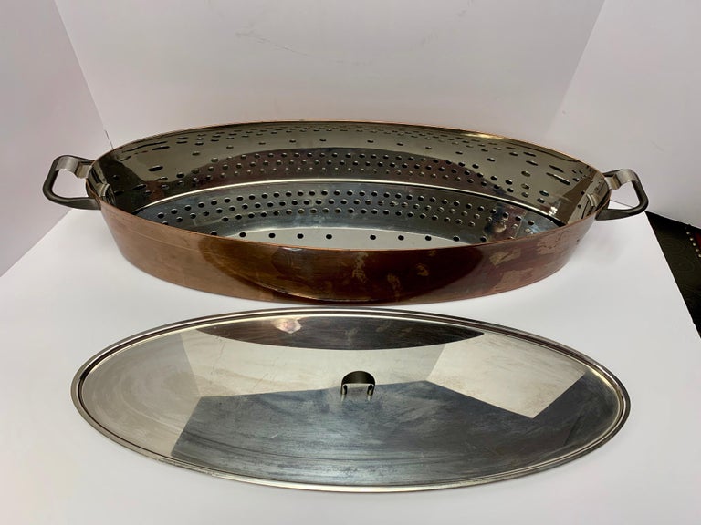 Alessi Italy Richard Sapper Designed Fish Poacher Copper Pot with Rack ...