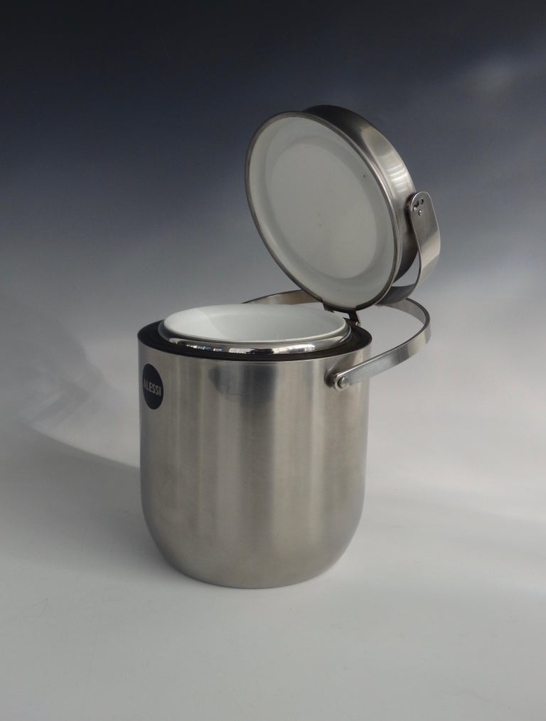 Alessi Italy Stainless Steel Ice Bucket with Mechanical Lid at 1stDibs ...