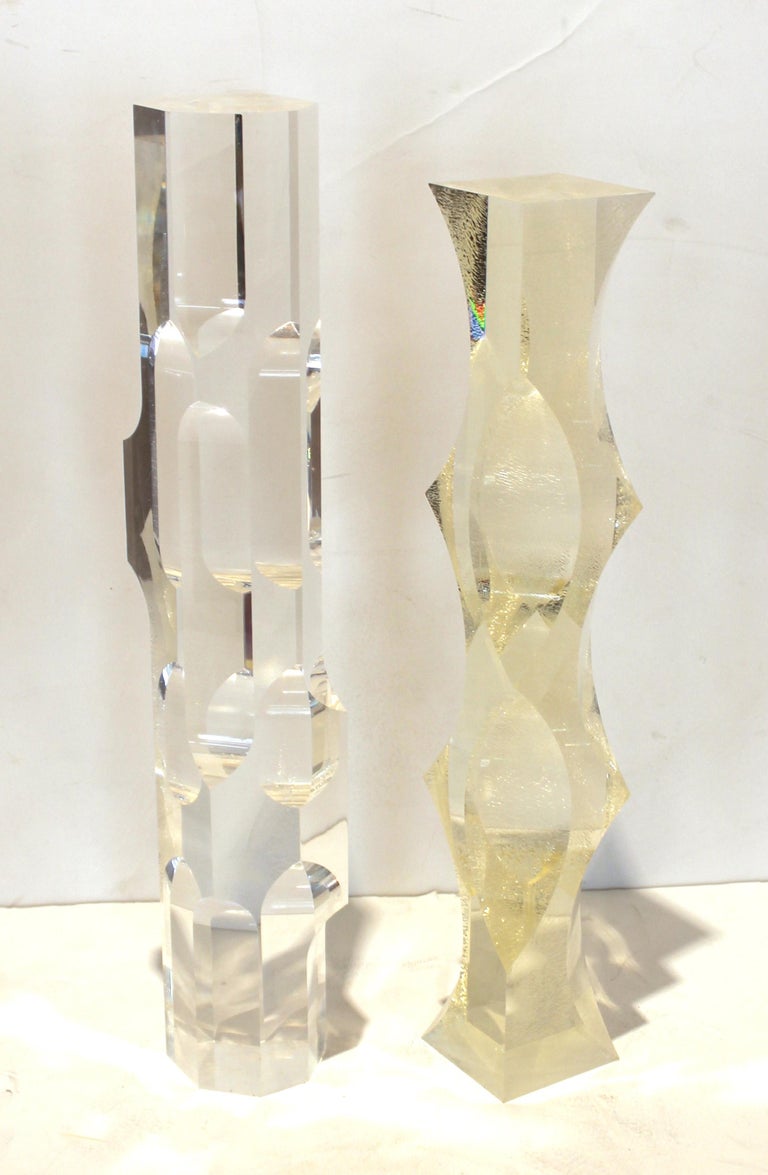 Alessio Tasca Italian Modern Abstract Lucite 'Fusina' Prism Sculptures ...