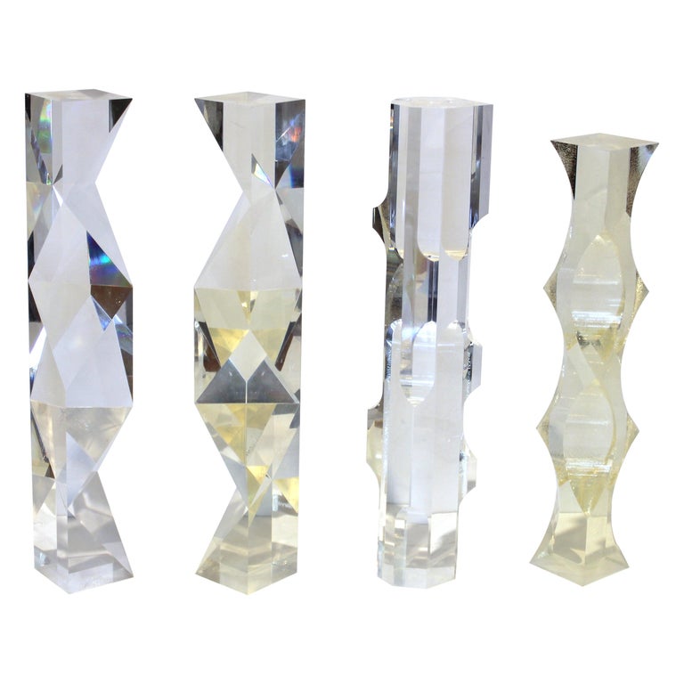Alessio Tasca Italian Modern Abstract Lucite 'Fusina' Prism Sculptures ...