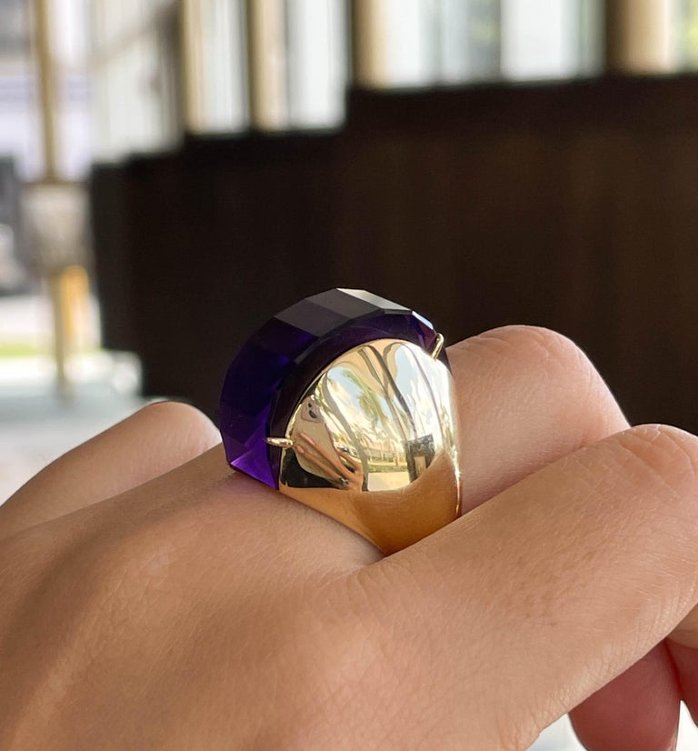 Aletto Brothers 18k Yellow Gold Amethyst Bridge Ring at 1stDibs