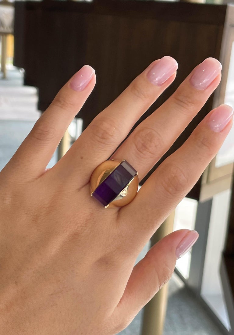 Aletto Brothers 18k Yellow Gold Amethyst Bridge Ring at 1stDibs