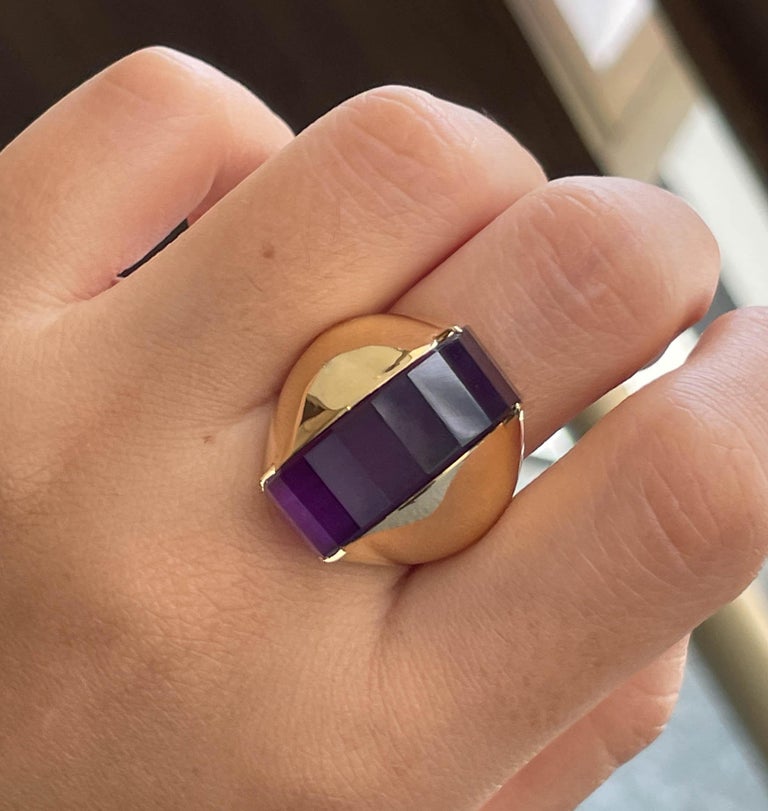 Aletto Brothers 18k Yellow Gold Amethyst Bridge Ring at 1stDibs