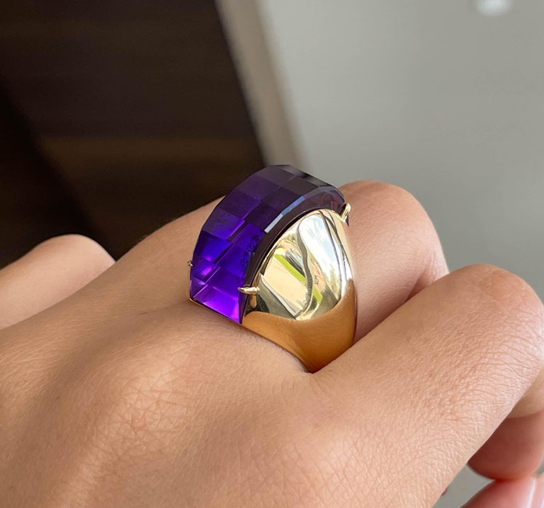 Aletto Brothers 18k Yellow Gold Amethyst Bridge Ring at 1stDibs