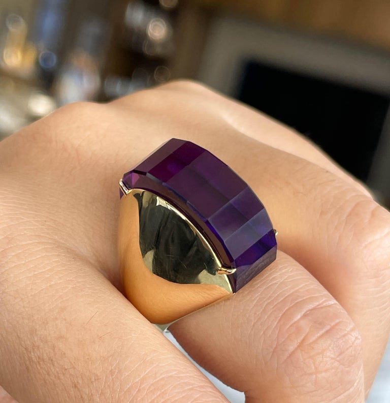Aletto Brothers 18k Yellow Gold Amethyst Bridge Ring at 1stDibs