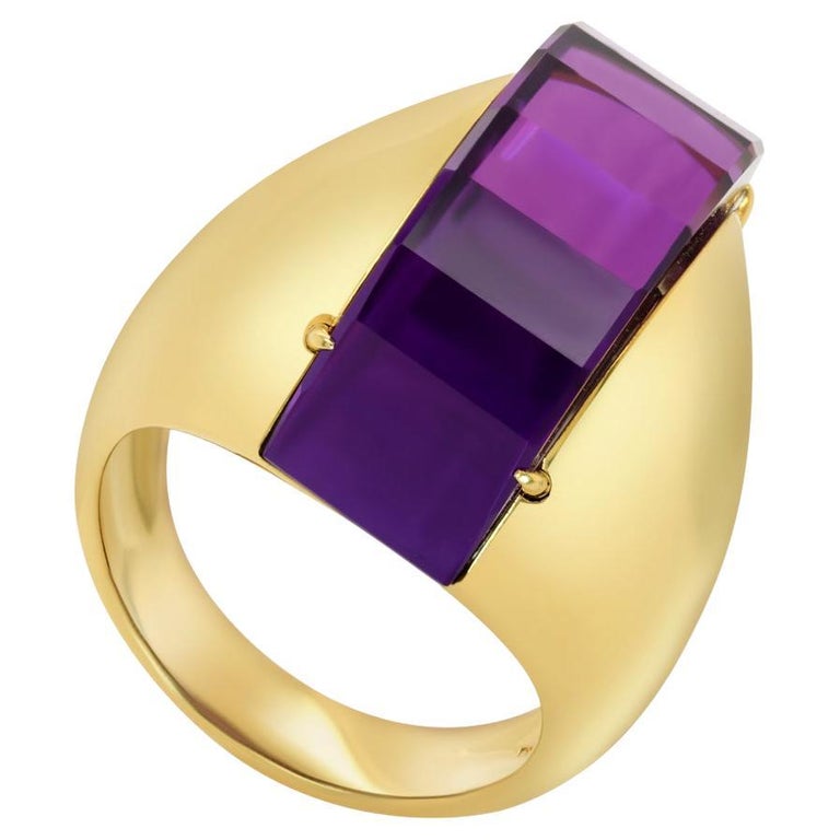 Aletto Brothers 18k Yellow Gold Amethyst Bridge Ring at 1stDibs