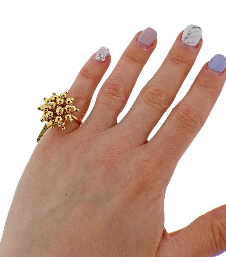 Aletto Brothers Diamond Gold Pom Pom Ring For Sale at 1stDibs