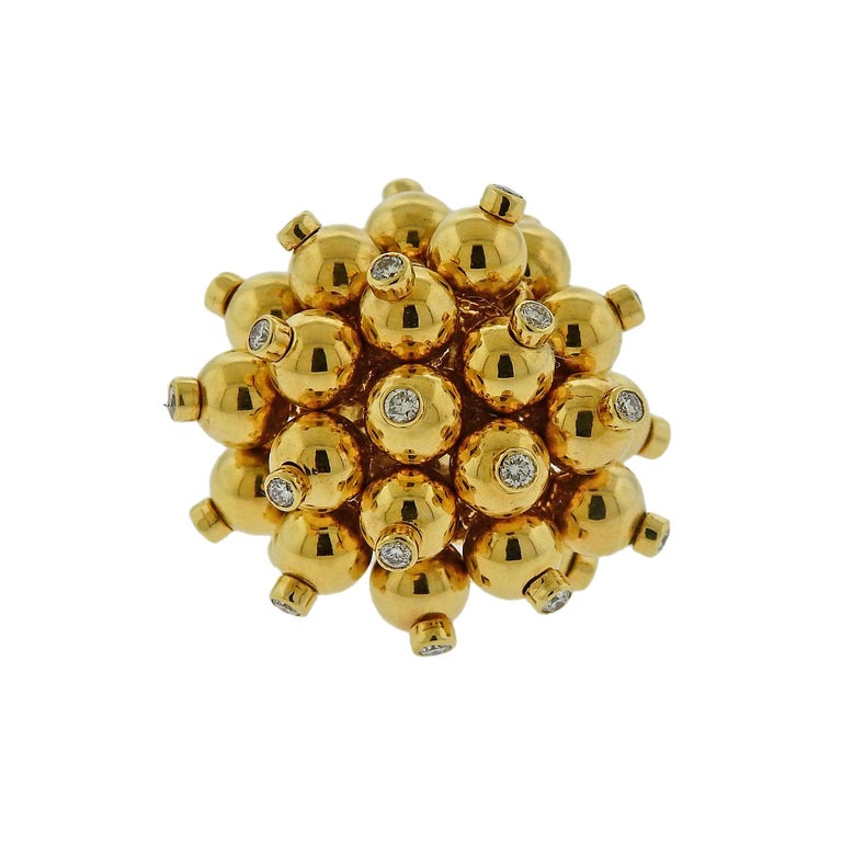 Aletto Brothers Diamond Gold Pom Pom Ring For Sale at 1stDibs