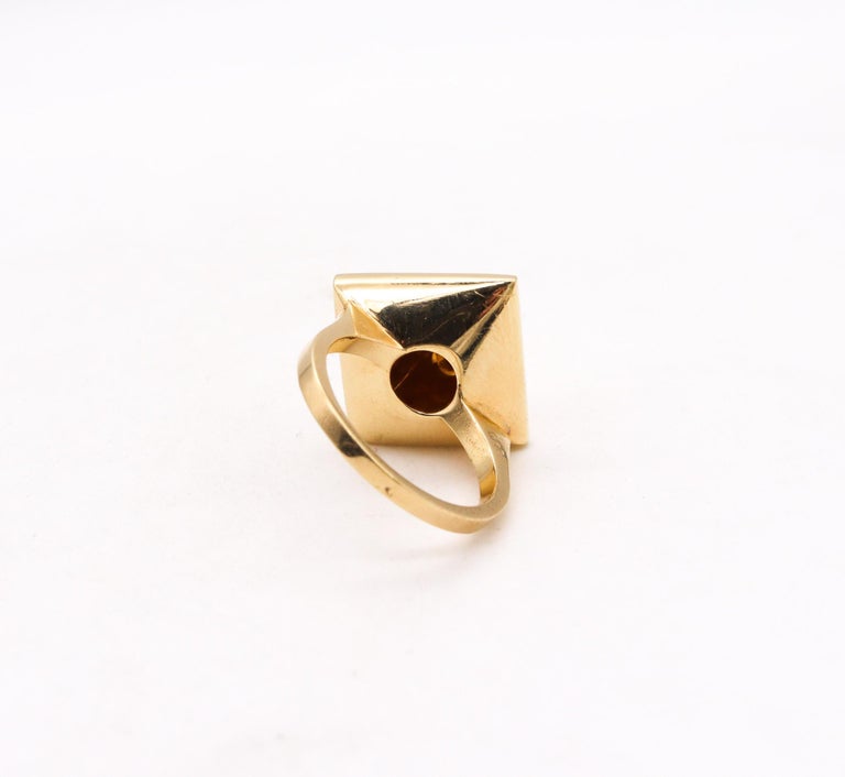Aletto Brothers Stackable Large Triangular Geometric Ring in 18kt Yellow Gold For Sale at 1stDibs