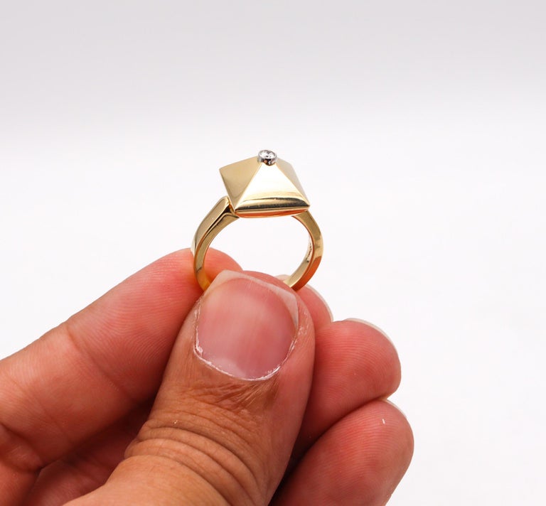 Aletto Brothers Stackable Medium Pyramide Ring in 18kt Yellow Gold with ...
