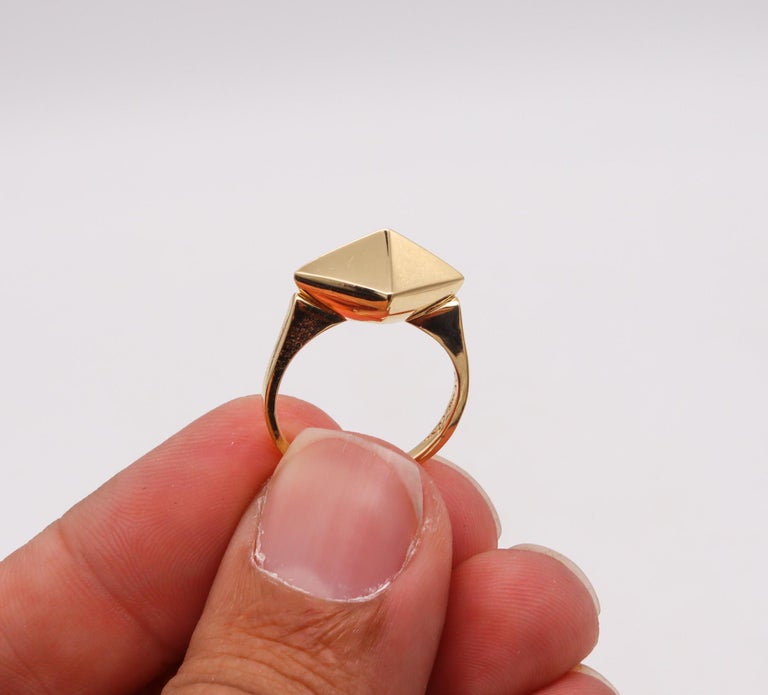 Aletto Brothers Stackable Medium Rhomboid Geometric Ring in 18kt Yellow ...