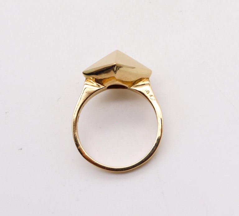 Aletto Brothers Stackable Small Triangular Geometric Ring in 18kt Yellow Gold For Sale at 1stDibs