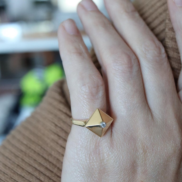 Aletto Brothers Stackable Small Triangular Ring in 18kt Yellow Gold ...