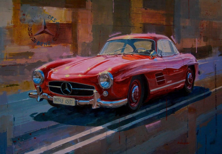 Alex Balaguer - Mercedes-Benz original realist acrylic canvas painting ...