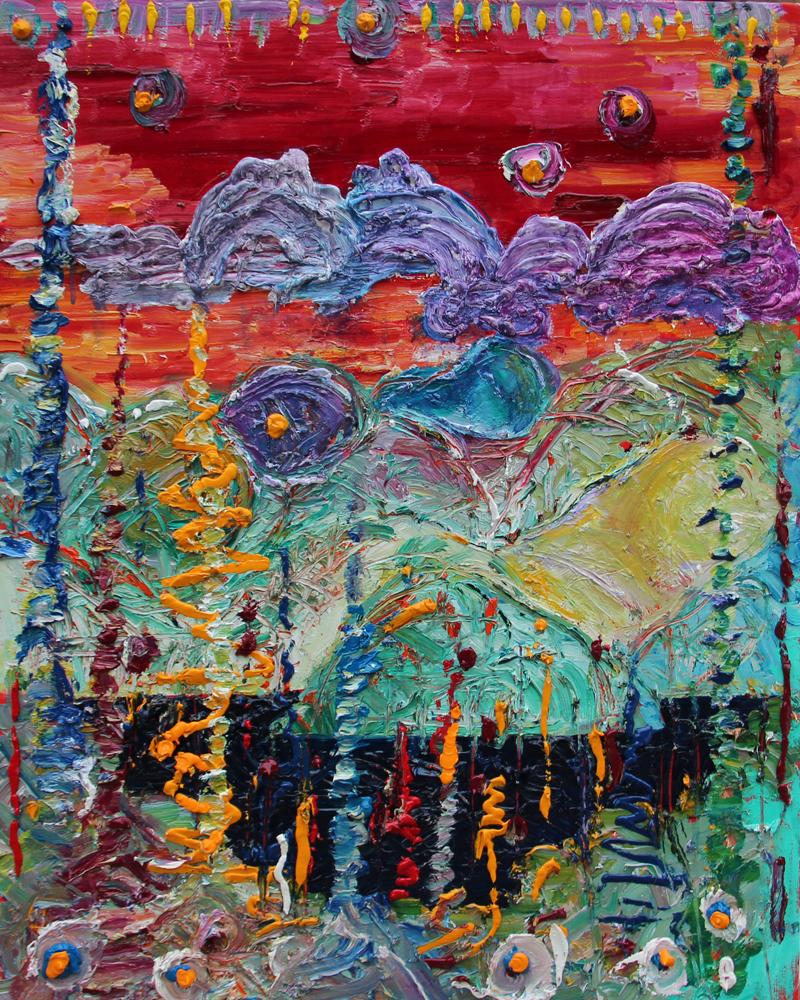 Alex Cameron - Purple Clouds, Alex Cameron, Oil on Canvas, Framed in ...