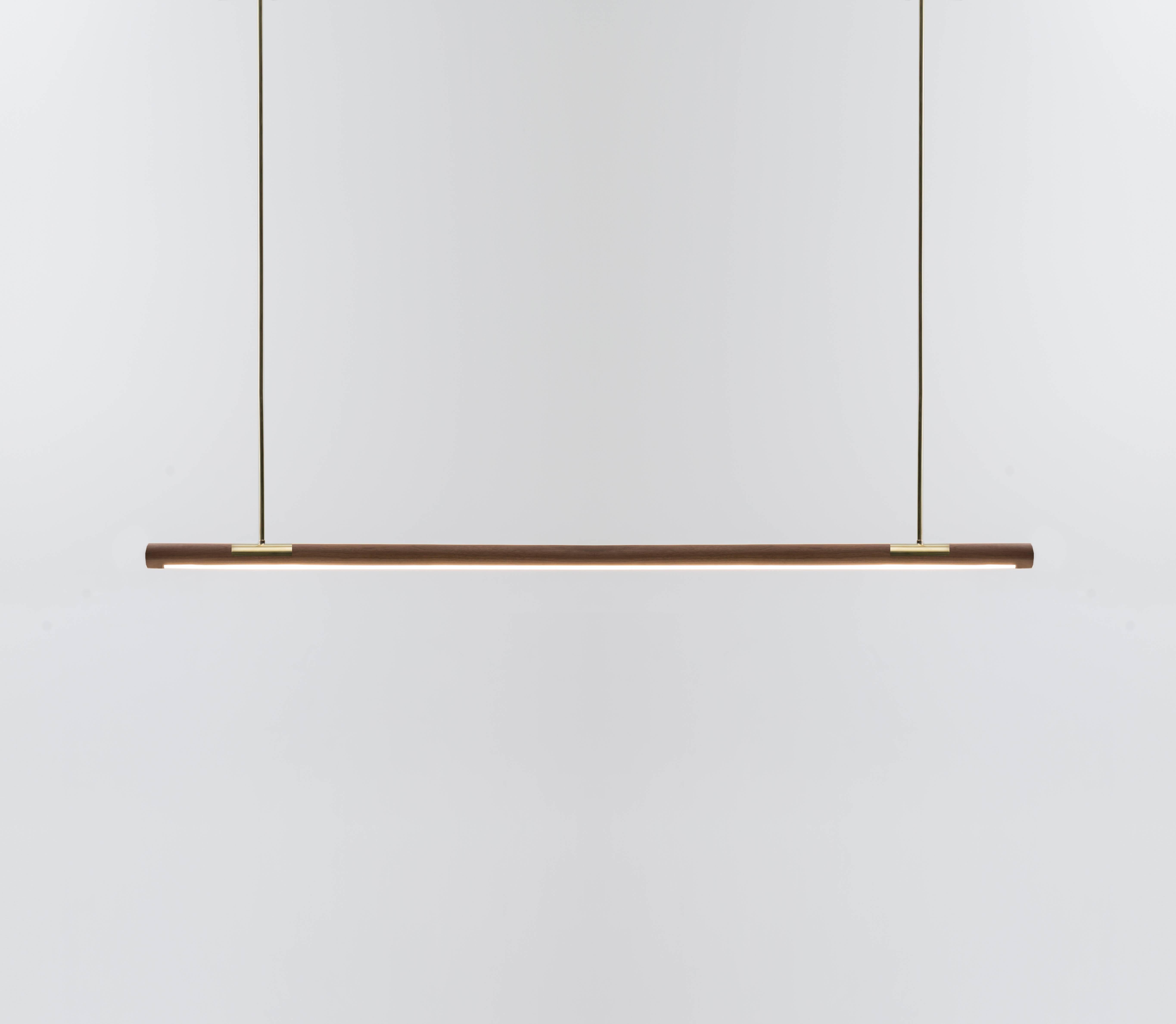 Alex Earl Classic Contemporary Ermet Light Walnut and Brass Pendant For ...