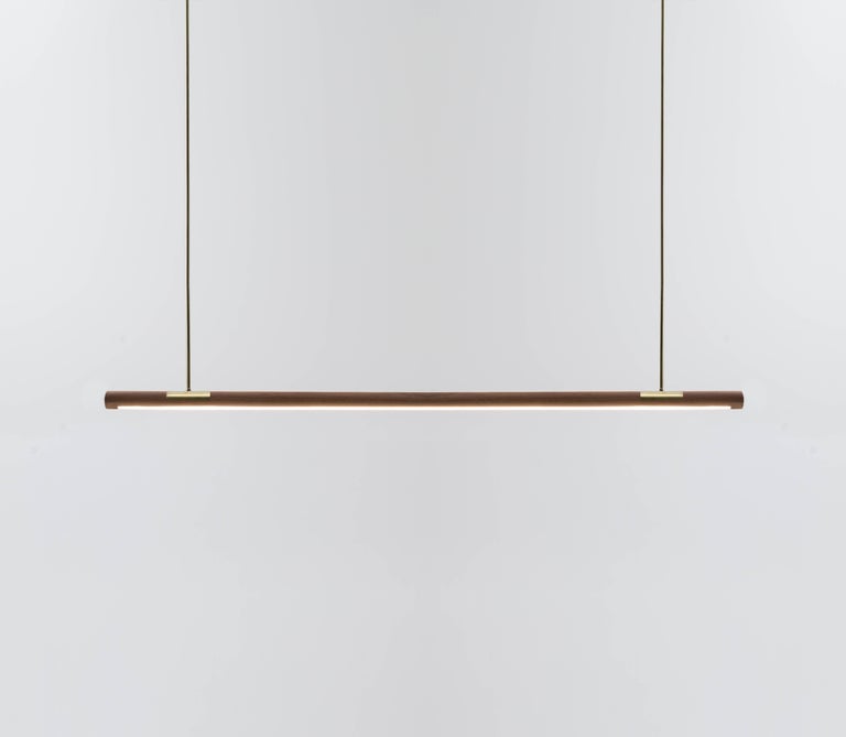 Alex Earl Classic Contemporary Ermet Light Walnut and Brass Pendant For ...