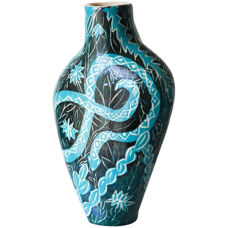Alex Hodge - Charming Snakes, Ceramic Vase sculpture For Sale at 1stDibs