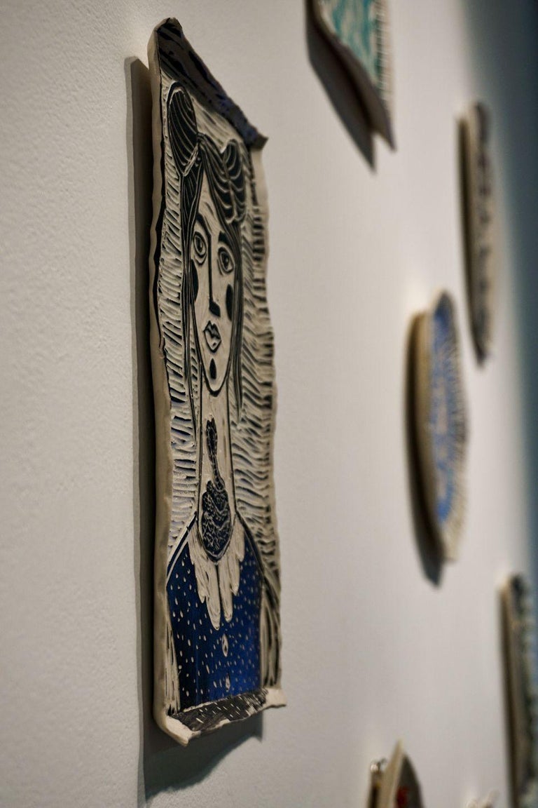 Alex Hodge - Diptych Supporting Perspective and Curled Girl, Carved ...