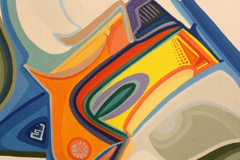 Alex Janvier Lake Shore Life Modern Acrylic Painting on Canvas 1979 ...