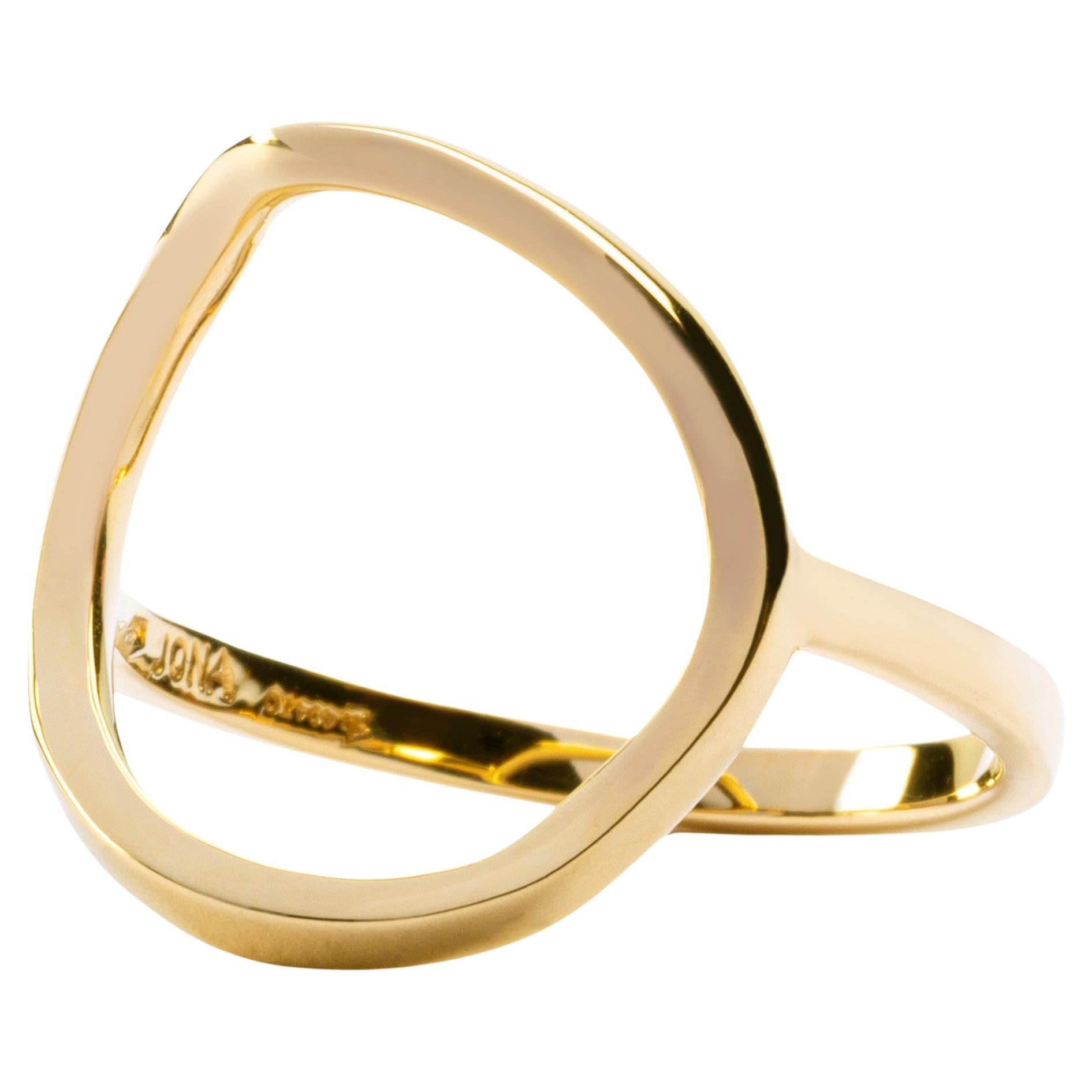 Alex Jona 18 Karat Yellow Gold White Diamond Open Circle Hoop Ring at ...