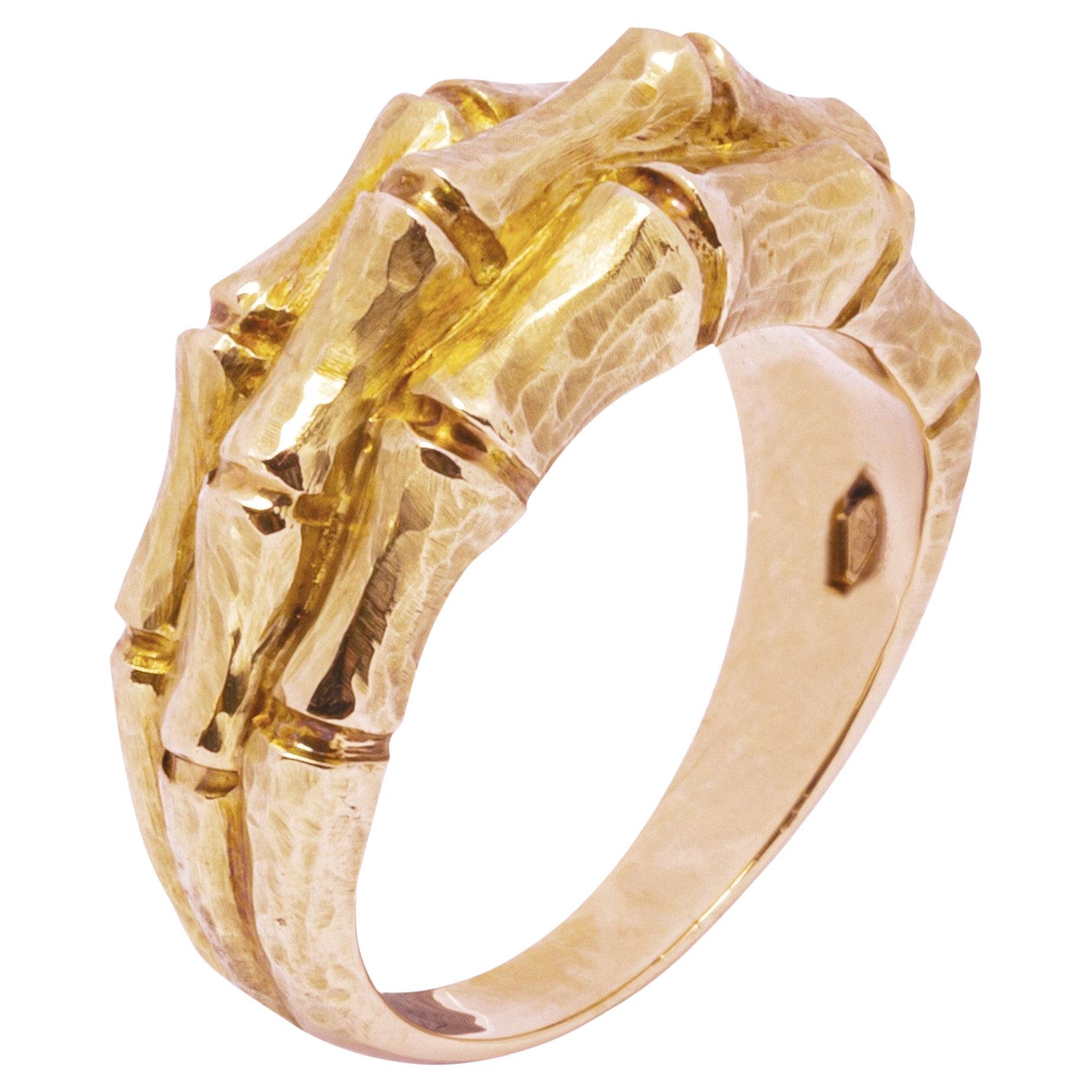 Alex Jona Bamboo 18 Karat Yellow Gold Band Ring For Sale at 1stDibs