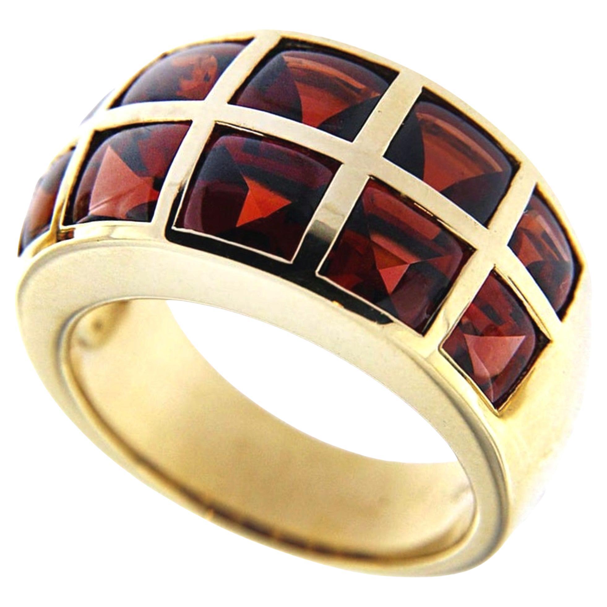 Alex Jona 18 Karat Yellow Gold Garnet Band Ring For Sale at 1stDibs