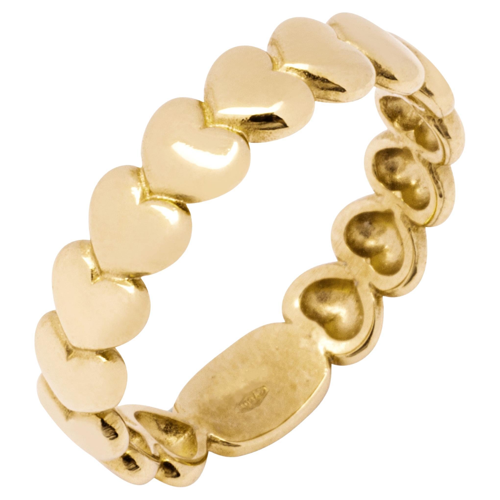 Alex Jona 18 Karat Yellow Gold Heart Open Band Ring For Sale at 1stDibs