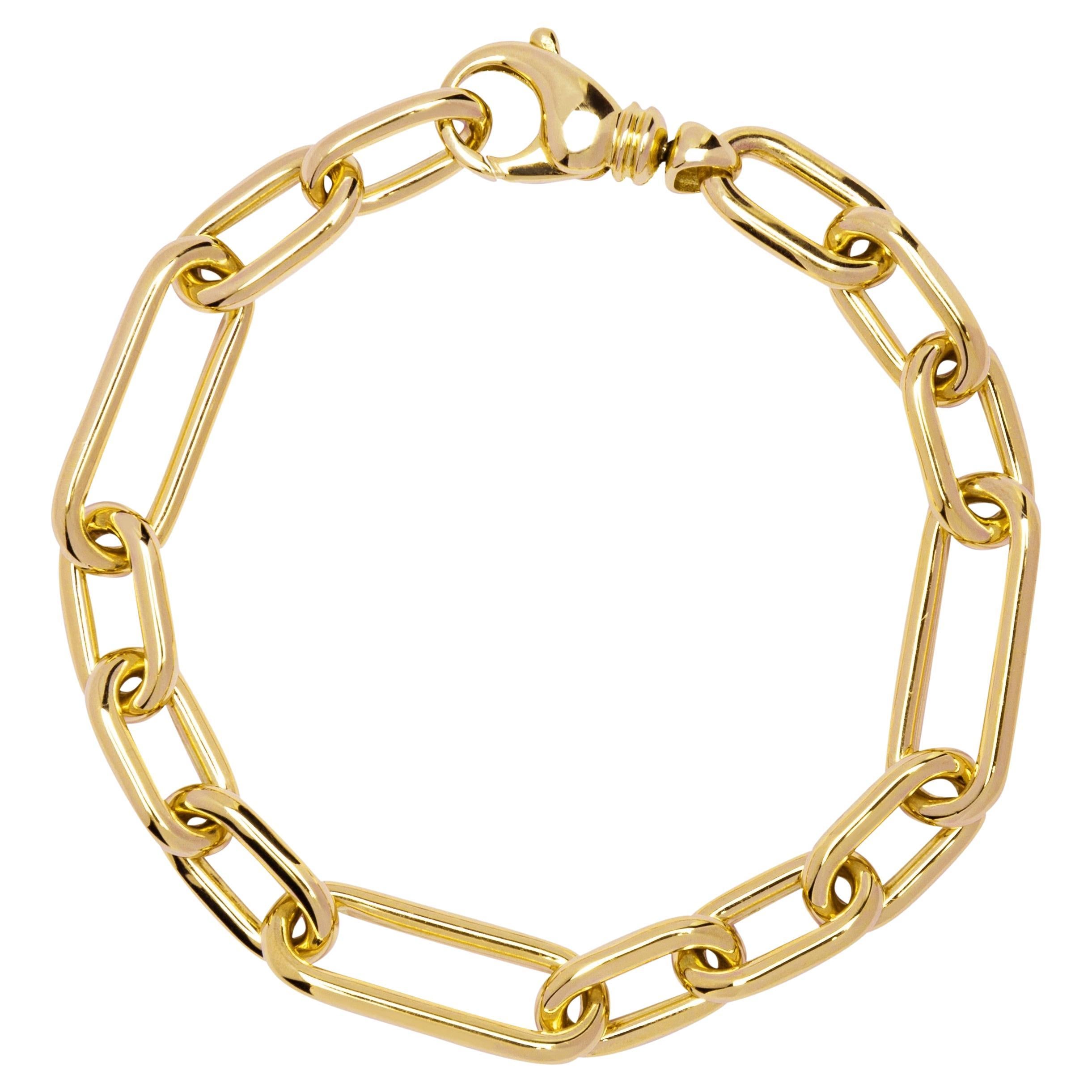 18 Karat Yellow Gold Chain Massif Effect Bracelet For Sale at 1stDibs