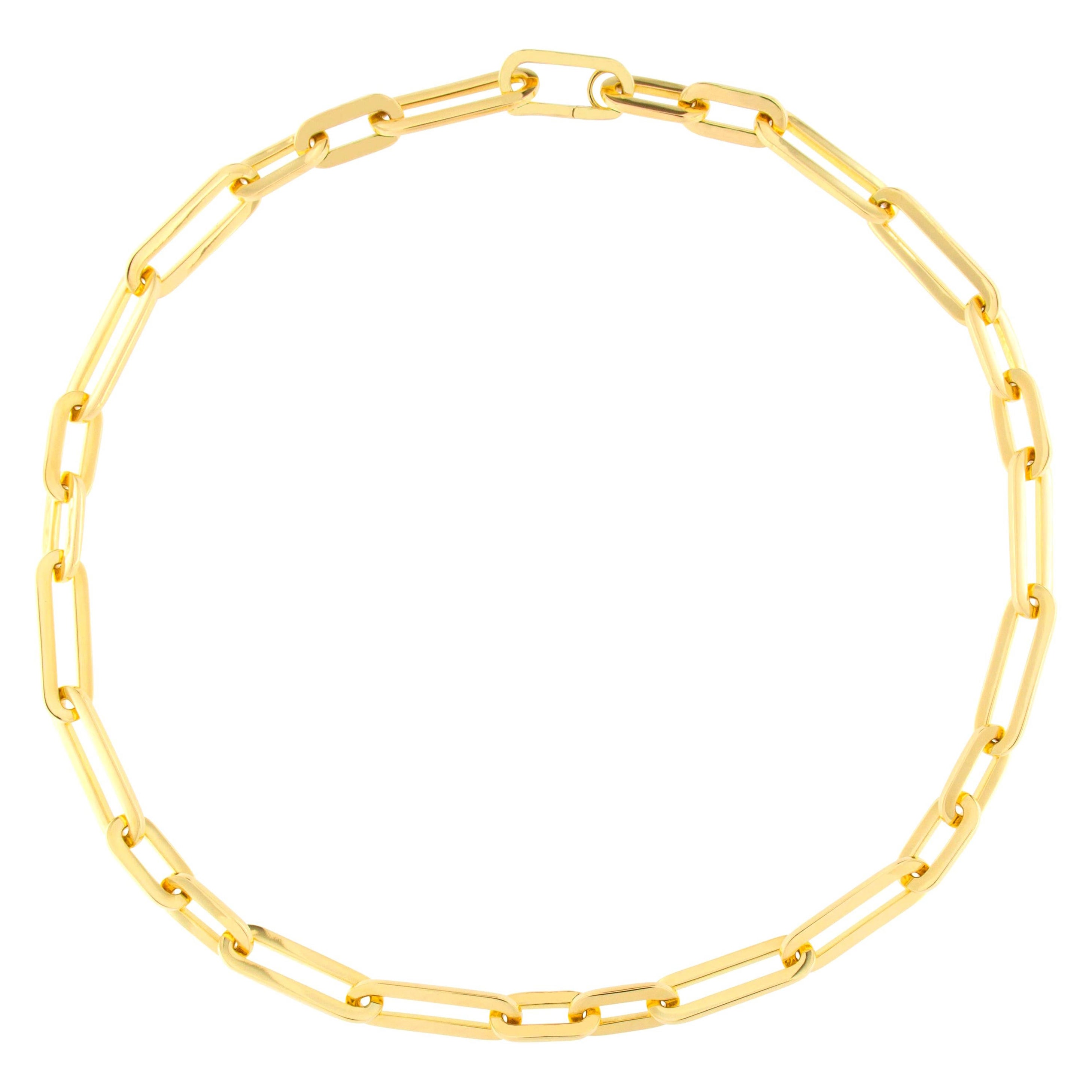 18 Karat Yellow Gold Nautical Link Chain Necklace with Diamond Set Sun ...