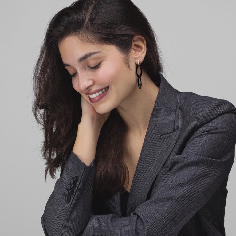 Alex Jona Black Agate 18 Karat Yellow Gold Pendant Earrings For Sale at 1stDibs