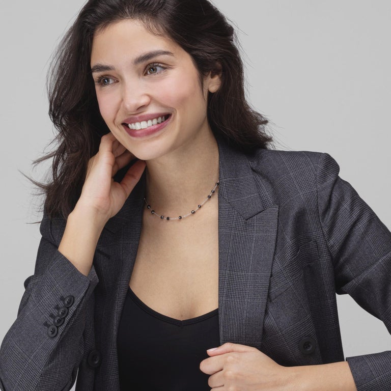 Black Diamond 18 Karat White Gold Necklace For Sale at 1stDibs